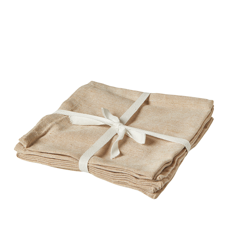 Mundserviet bomuld beige 40x40 cm 4 stk. | Kop & Kande