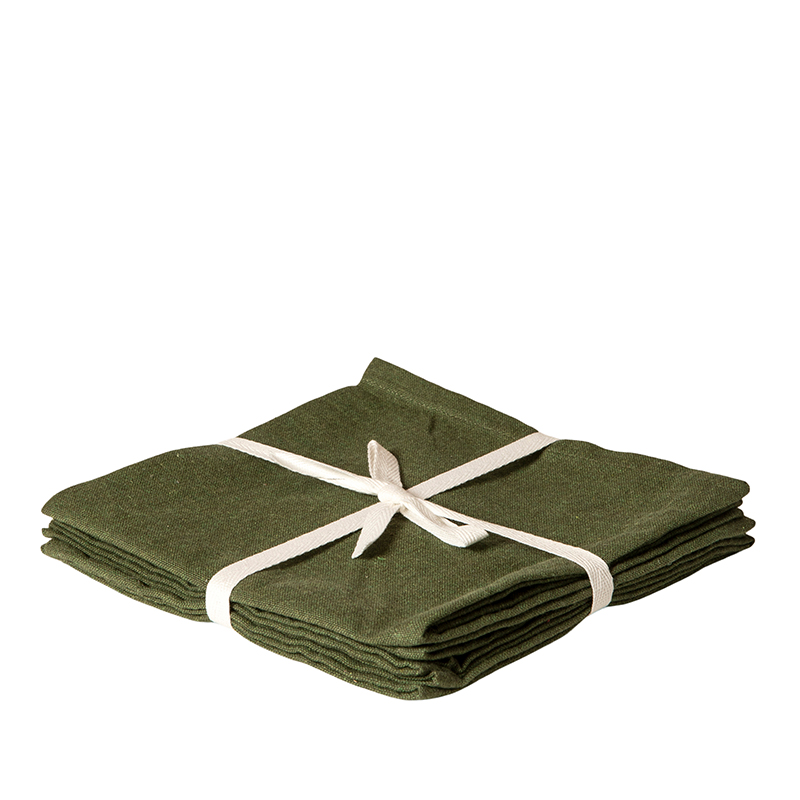 Mundserviet bomuld olivengrøn 40x40 cm 4 stk. | Kop & Kande