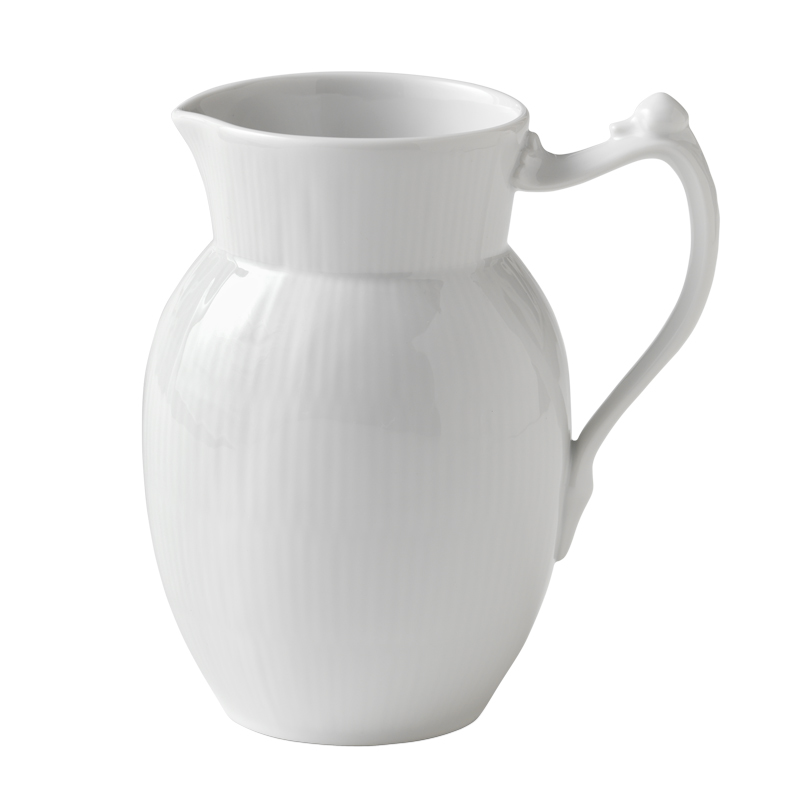 Royal Copenhagen Hvid Riflet kande hvid 90 cl | Kop & Kande