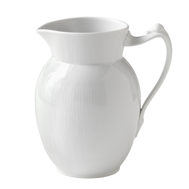 Royal Copenhagen hvid Riflet kande 1,7 liter | Kop & Kande