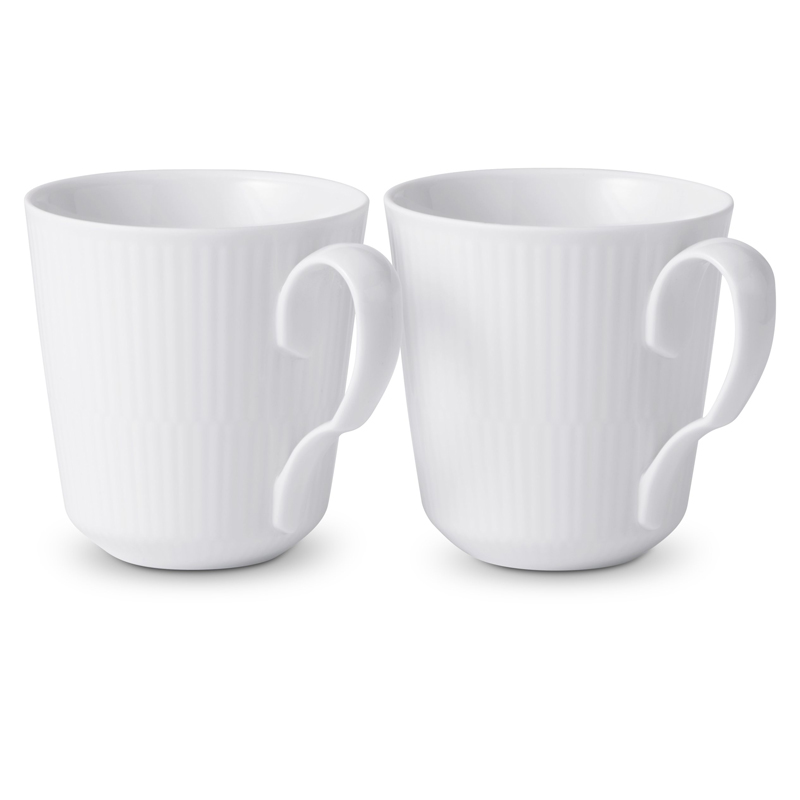 Royal Copenhagen Hvid Riflet krus hvid 28 cl 2-pak | Kop & Kande