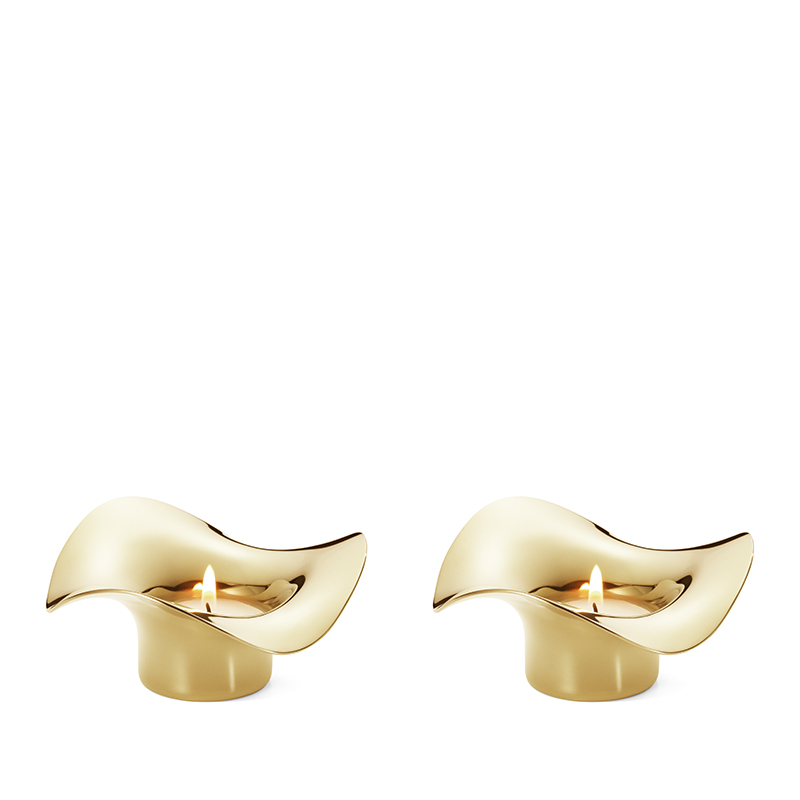 Georg Jensen Cobra fyrfadsstager guld 2 stk | Kop & Kande