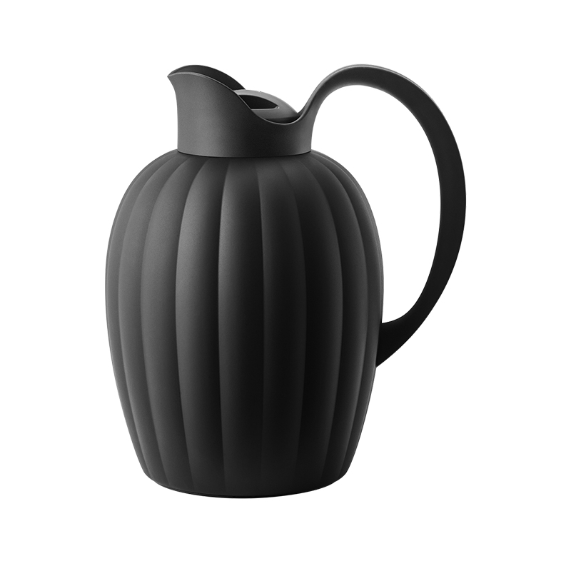 Georg Jensen Bernadotte termokande sort med sort låg 1 liter | Kop & Kande