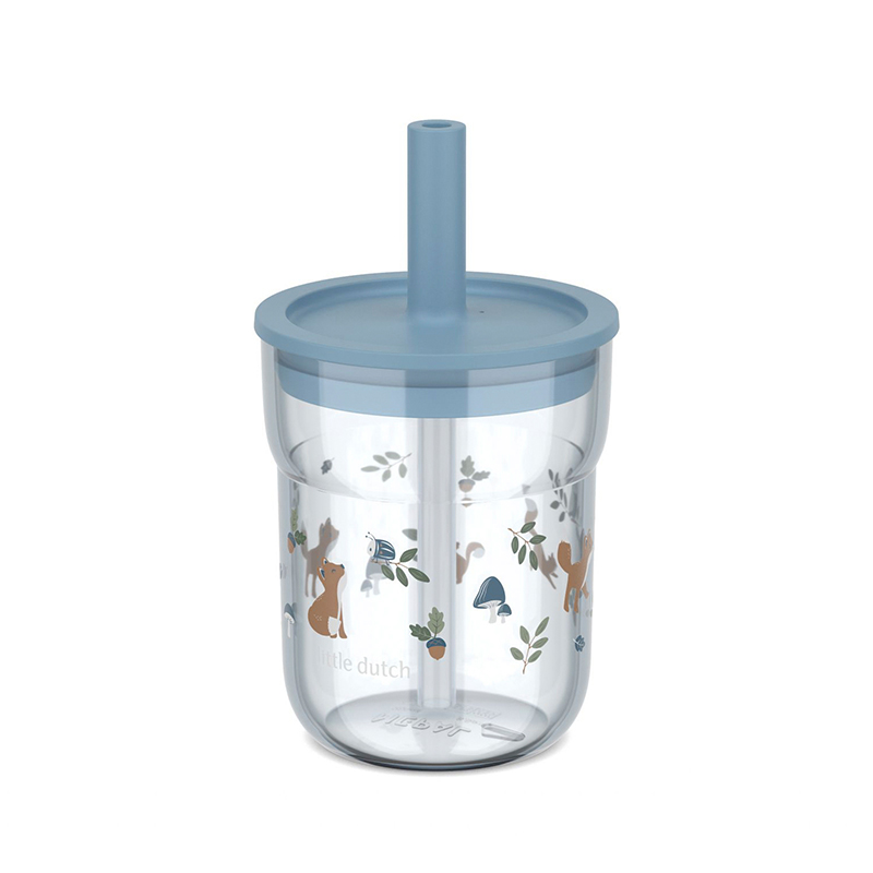 Mepal Mio Forest Friends børneglas med sugerør blå 250 ml | Kop & Kande