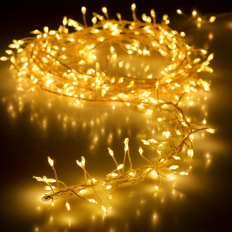 Klyngelys LED lyskæde indendørs 1 meter 320 LED lys varm hvid | Kop & Kande